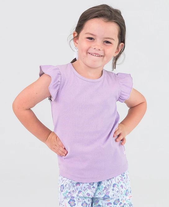 RuffleButts | Lavender Rib Knit Flutter Sleeve – Pro Wake Surf Shop
